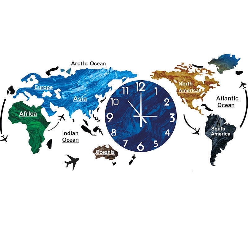 Click here for Jhijhoo World Map Wall Clocks Modern Design 3d Dig... prices
