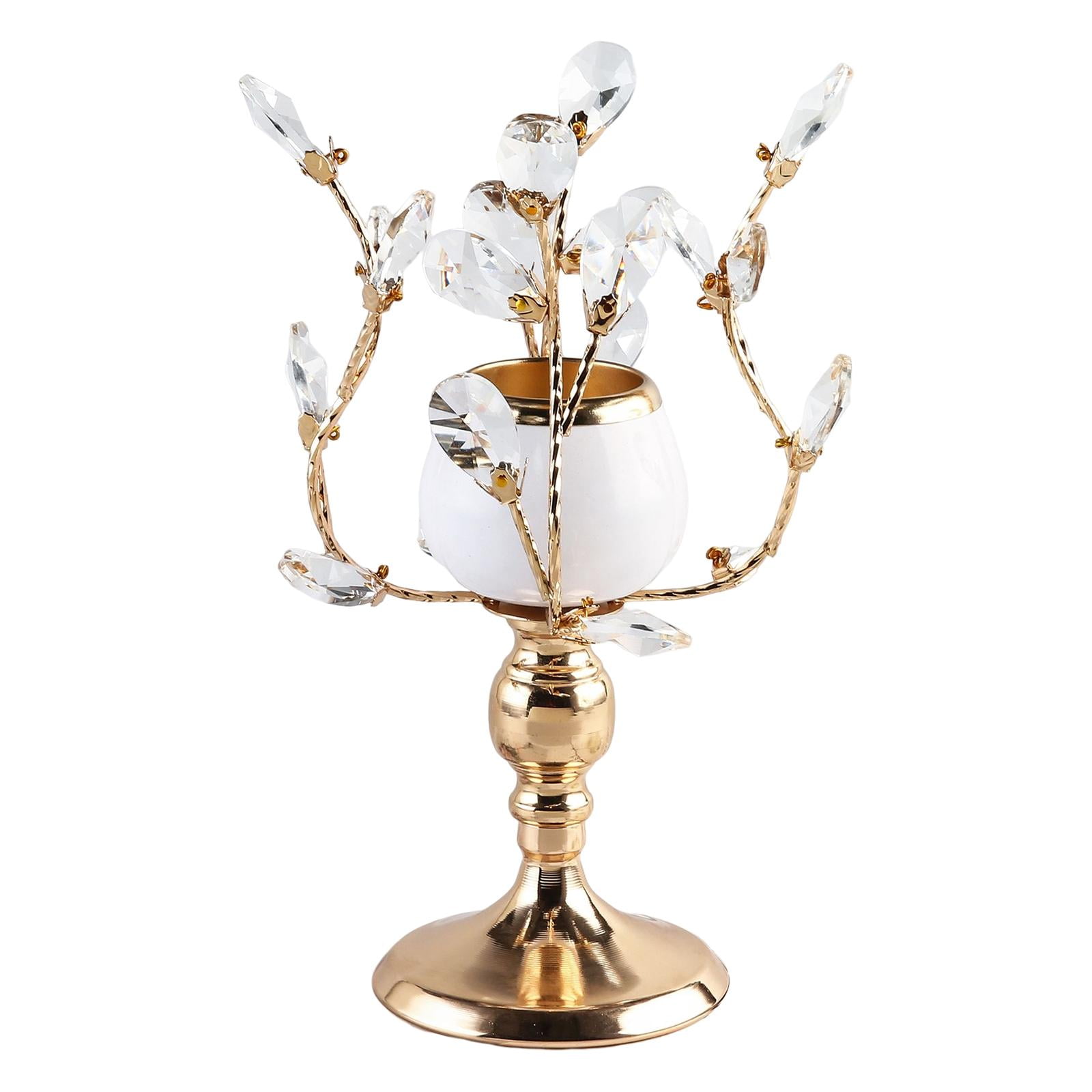 Gold Crystal Candle Holder, Candlestick Centerpieces Stand Ornaments ...