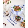 700 Pieces Blue Plastic Plates Disposable Tableware Set with Clear ...