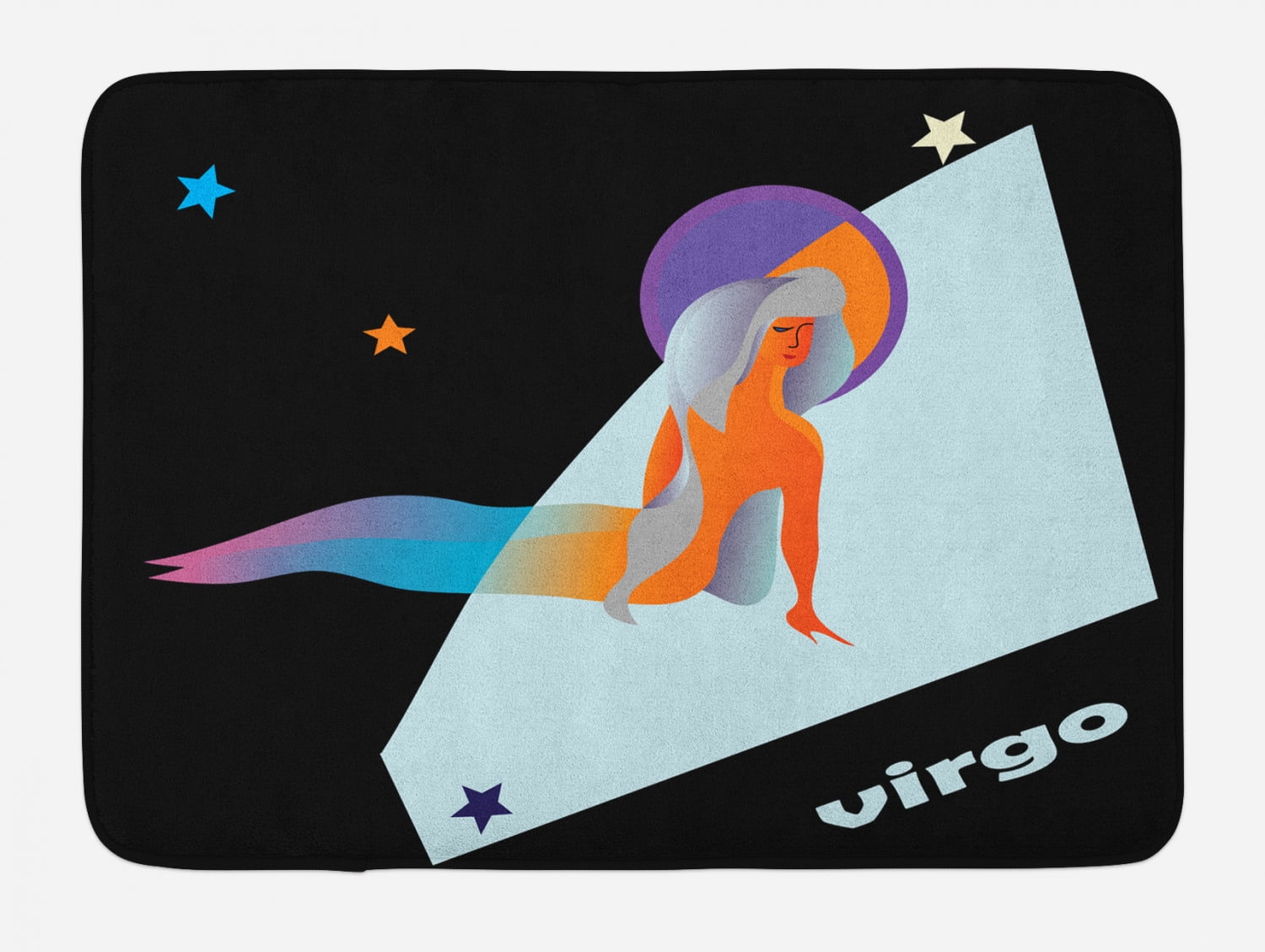 Zodiac Virgo Bath Mat, Stars and Symbols Theme Abstract Artistic Woman ...