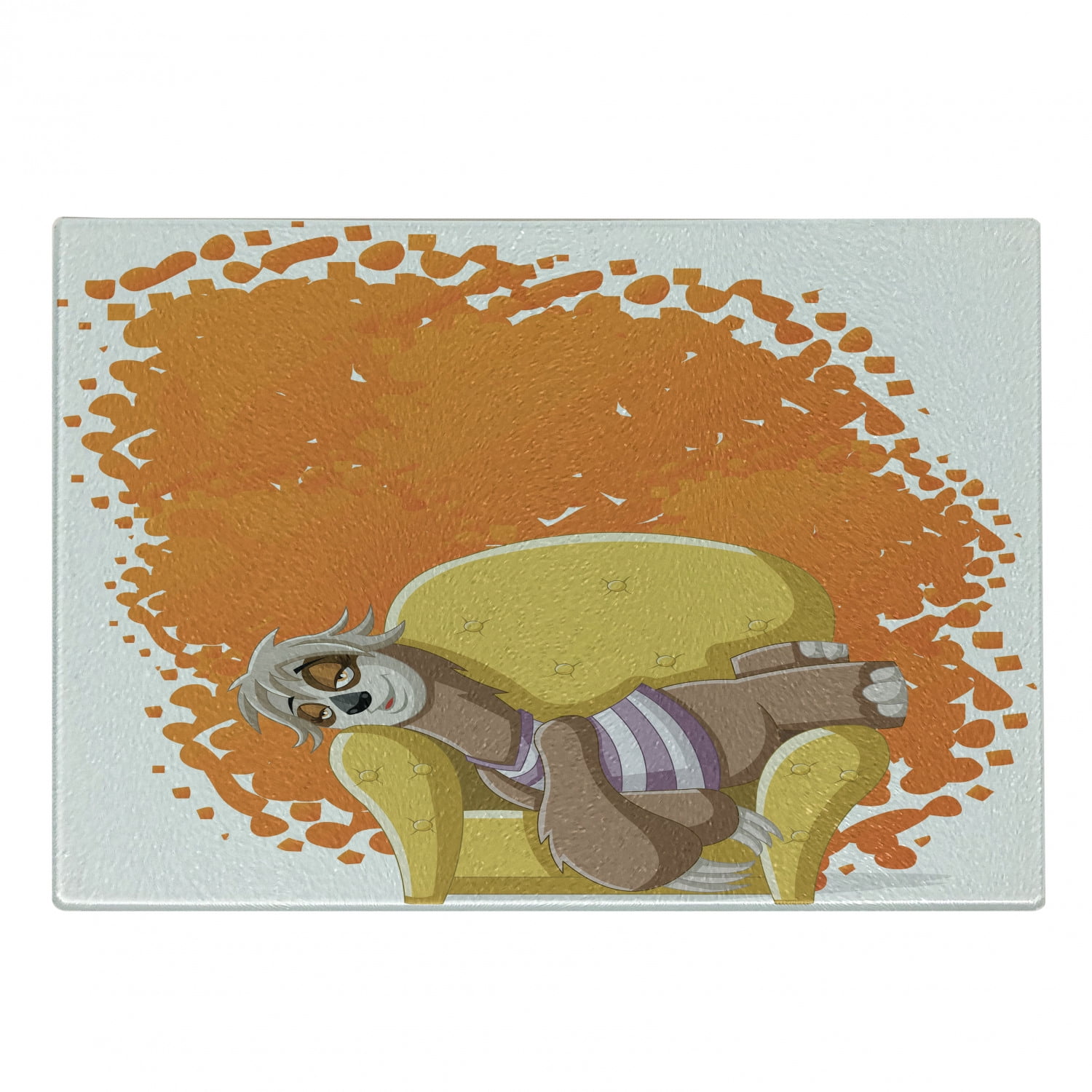 Sloth Cutting Board, Lazy Female Cartoon Sloth on Sofa Napping on Couch ...