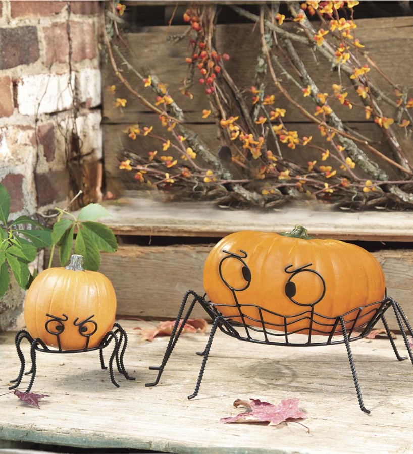 Plow & Hearth Spooky Spider Pumpkin Holders, set of 2 - Walmart.com