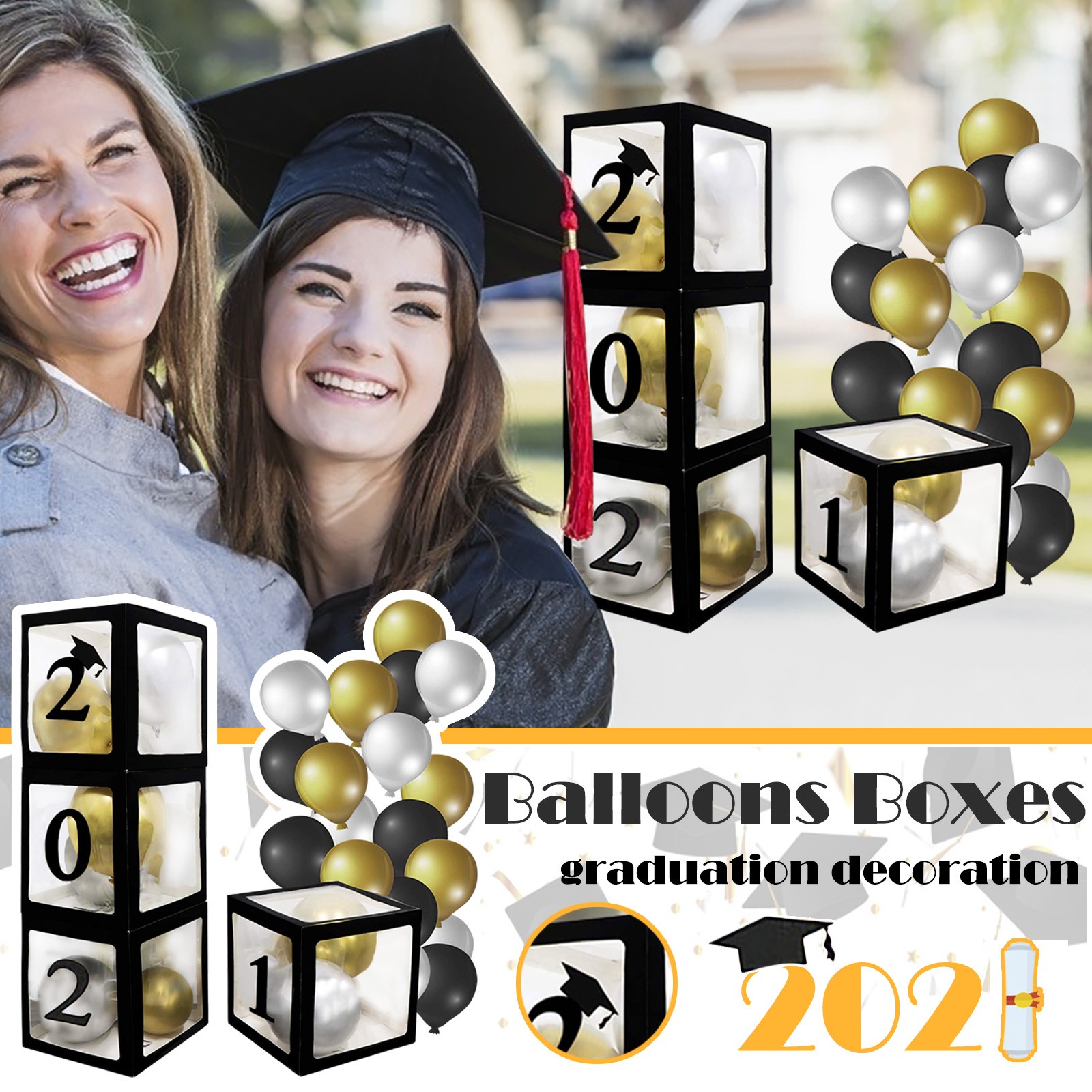 Banners & Signs Party Décor Party Supplies White Graduation Decorations ...