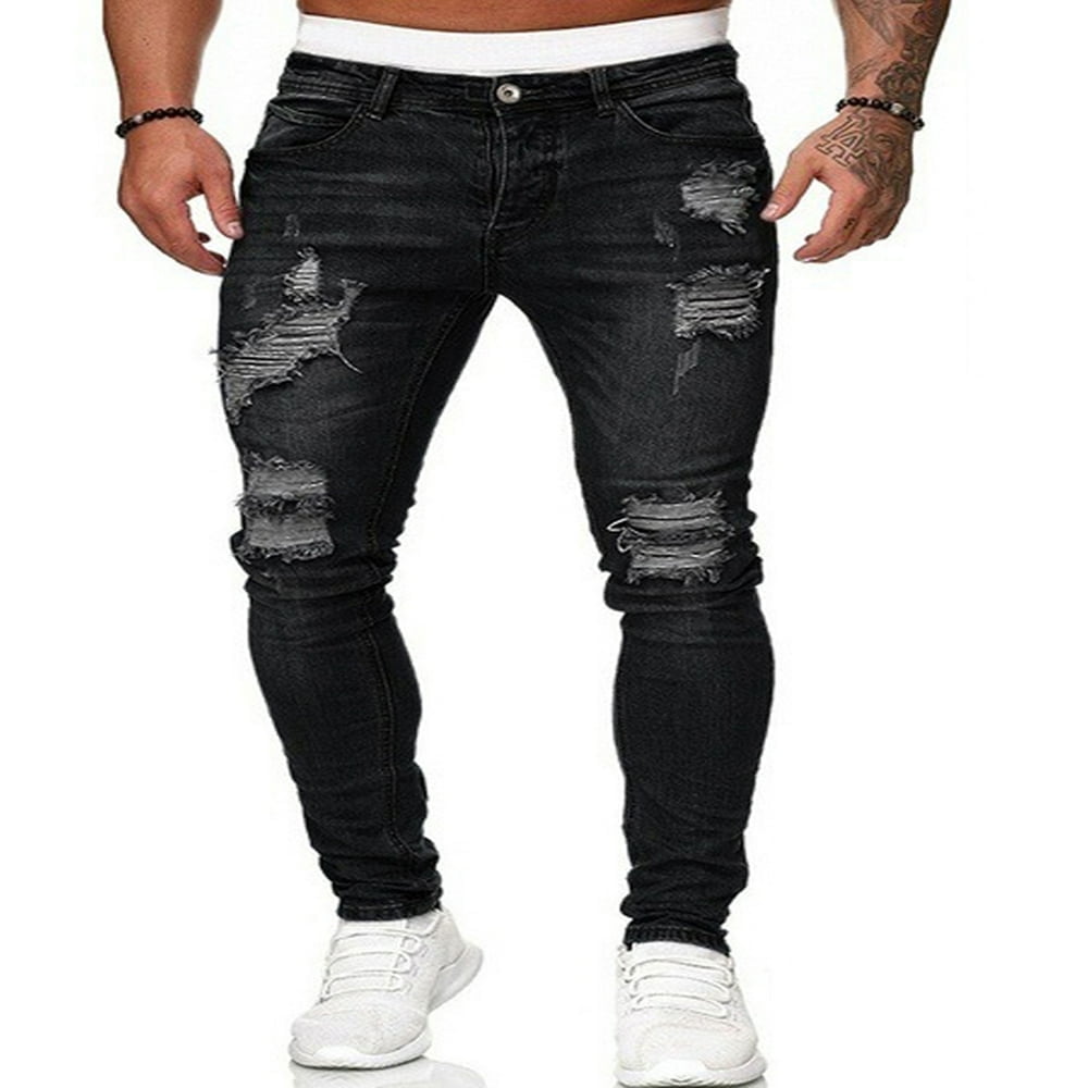 Click here for Generic Men Casual Ripped Hole Jeans Middle Waist... prices