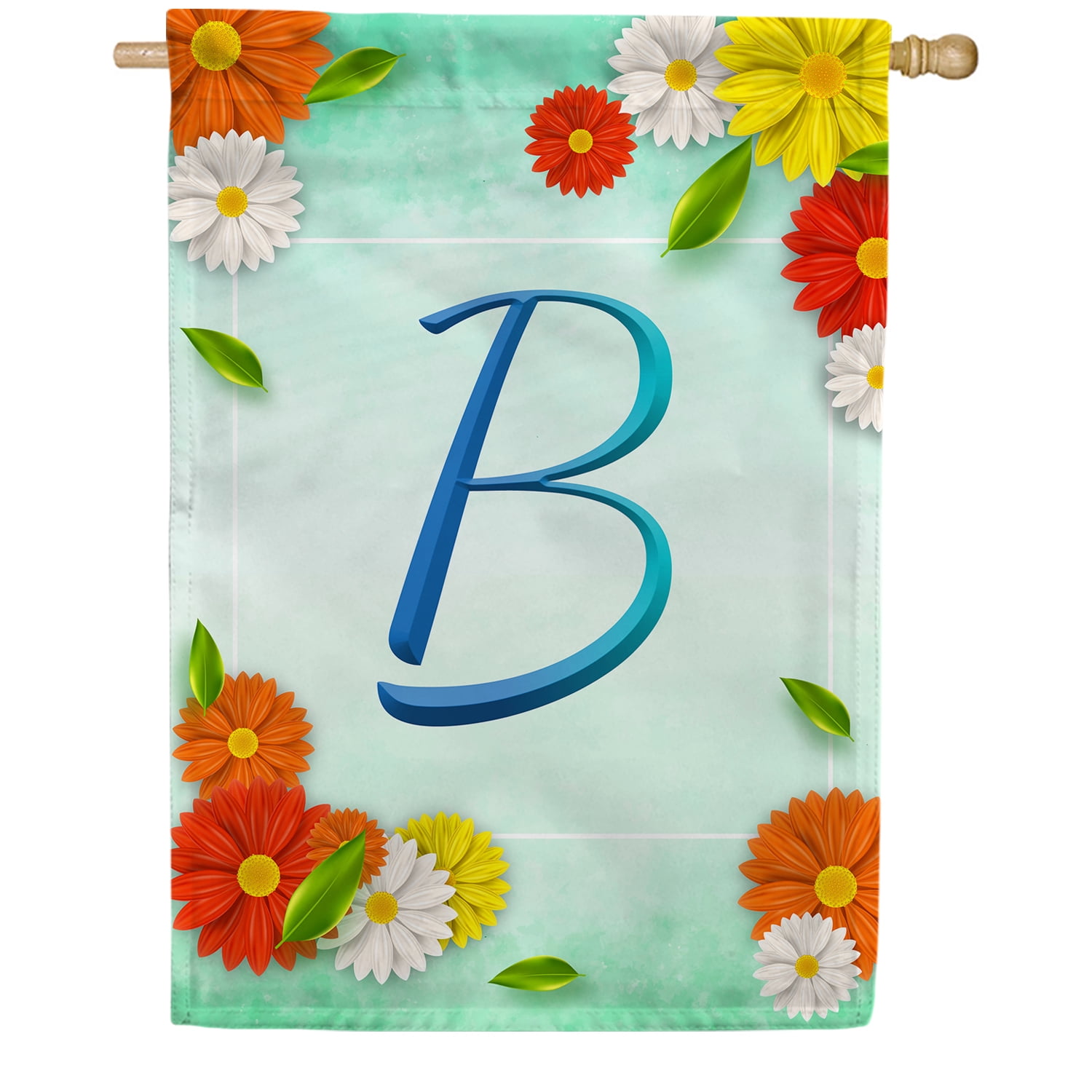 America Forever Summer Floral Monogram House Flag Letter B 28 x 40 ...