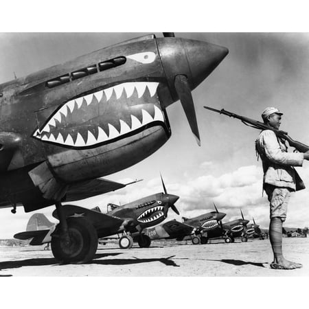 World War Ii: China, 1943. /Na Chinese Soldier Guards A Squadron Of ...