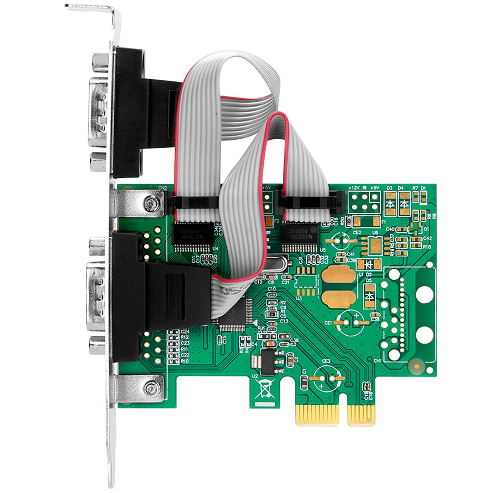 2 Port Native PCI Express PCIE to RS232 Serial Adapter Card PCI-E to ...