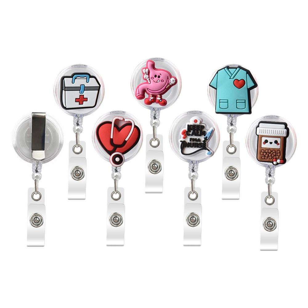 Tohuu Nurse Badge Holder Reel Set of 6pcs Retractable Name Card Clip ...