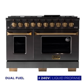 36 in. 5.2 cu. ft. Dual Fuel Range Natural Gas Sealed Burners Titanium ...