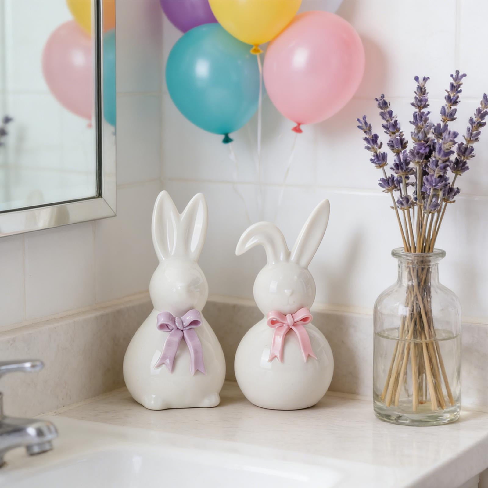 Click here for Tingxian Ceramic Bunny Figurines With Bow Easter H... prices