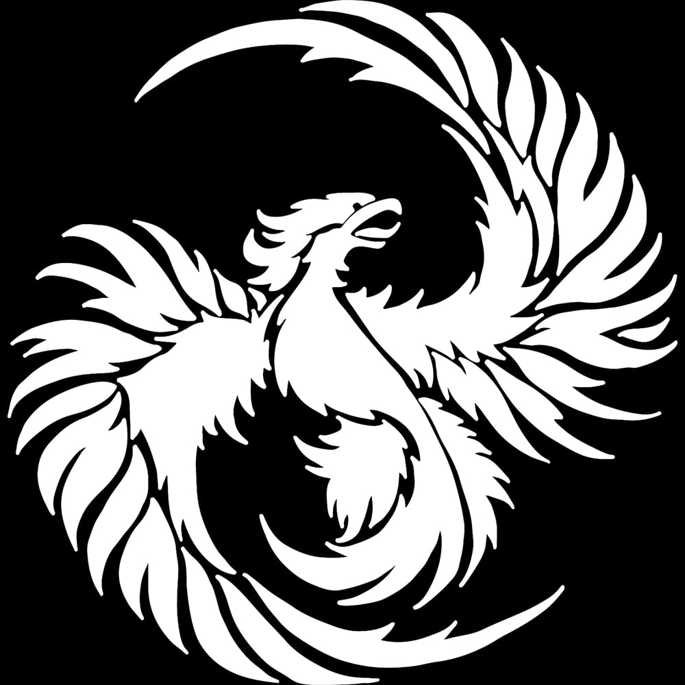 Transparent Decal Stickers Of Phoenix Bird 2 Stencil (White) Premium ...