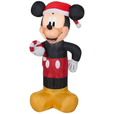 Gemmy Industries Airblown Mickey with Candy Cane Small Disney ...