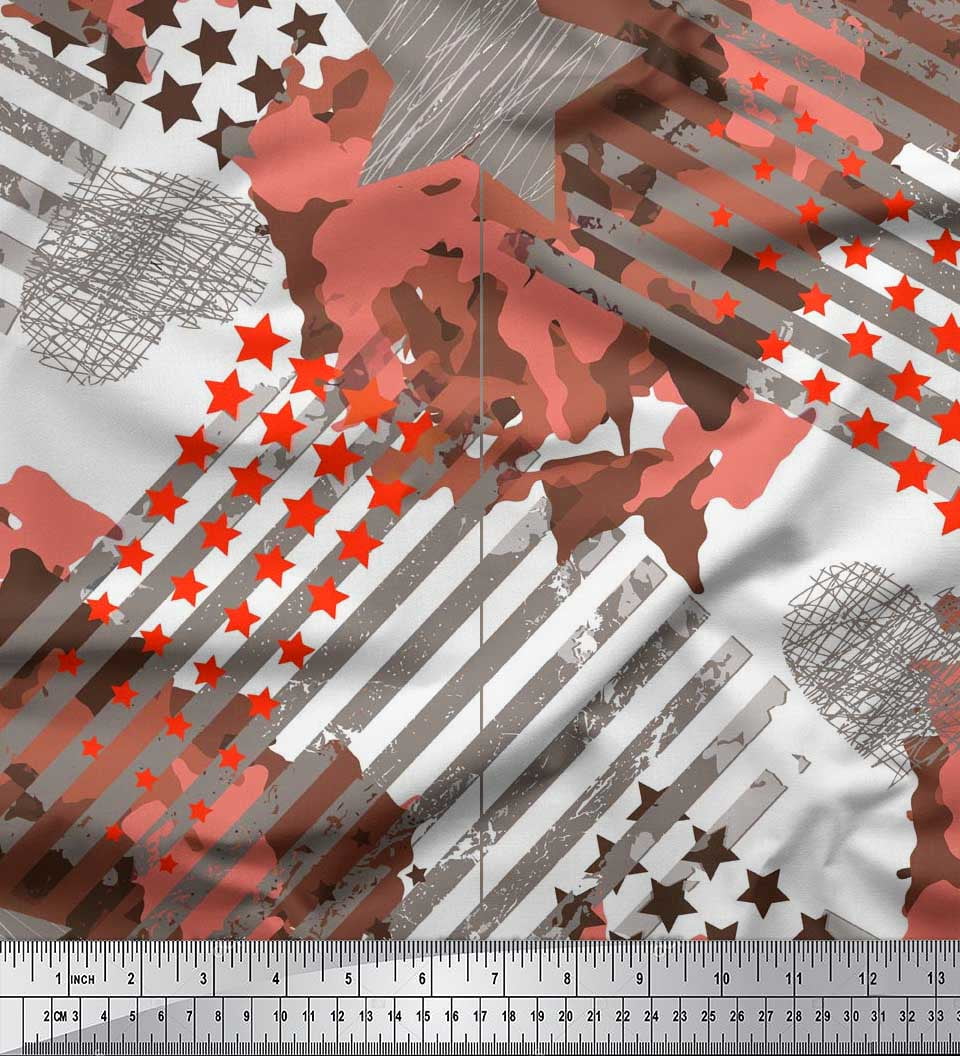 Soimoi Satin Silk Fabric Stripe,Star & Camouflage Print Fabric by Yard ...