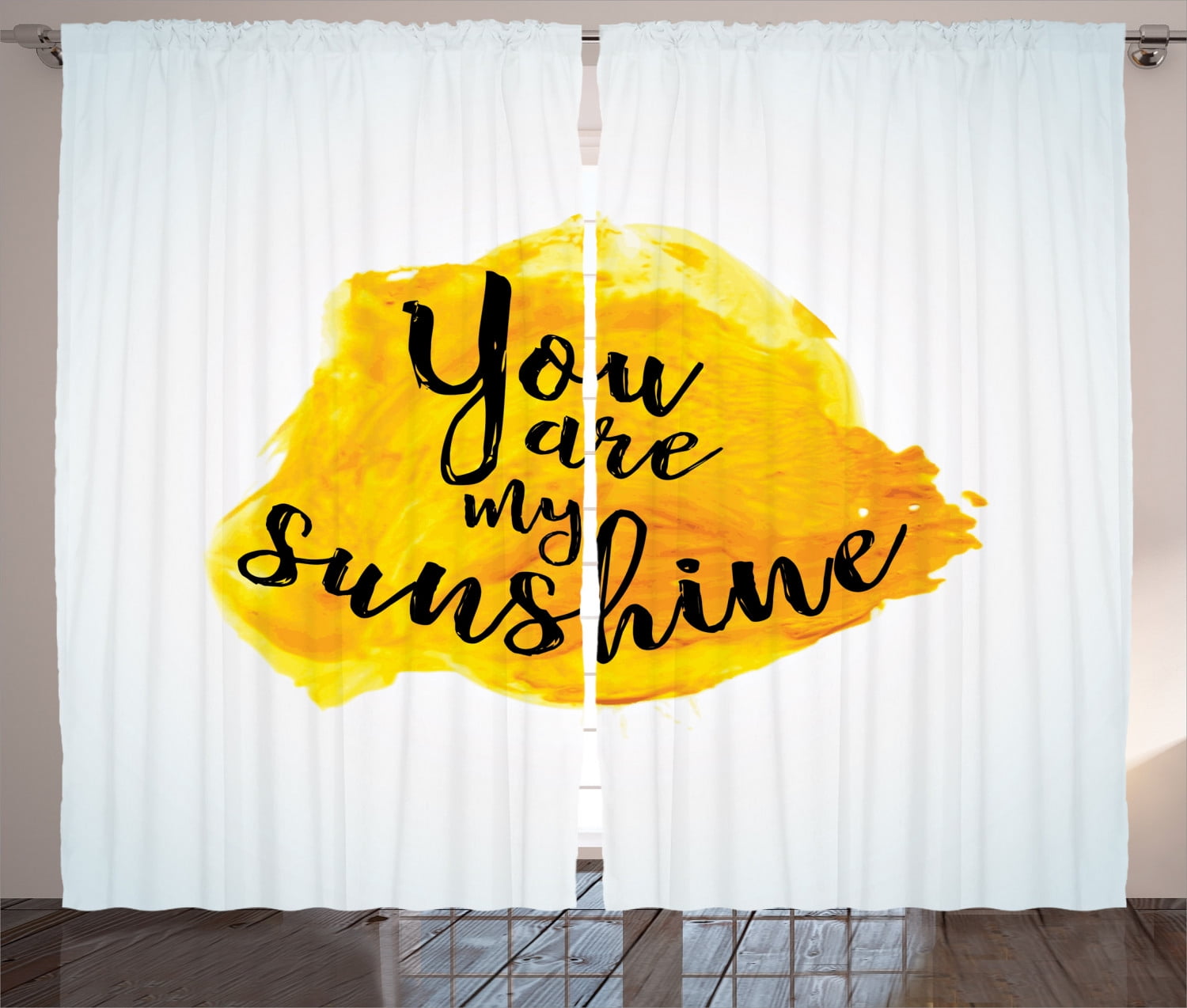 Quotes Decor Curtains 2 Panels Set, Inspirational Phrase on Watercolors ...