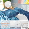 Abstract Art Comforter Set Full Size, Blue Gradient Floral 3D Geometric ...
