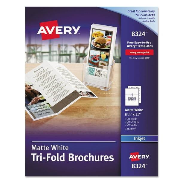 Avery Tri-Fold Brochures, 92 Bright, 83lb, 8.5 x 11, Matte White, 100 ...