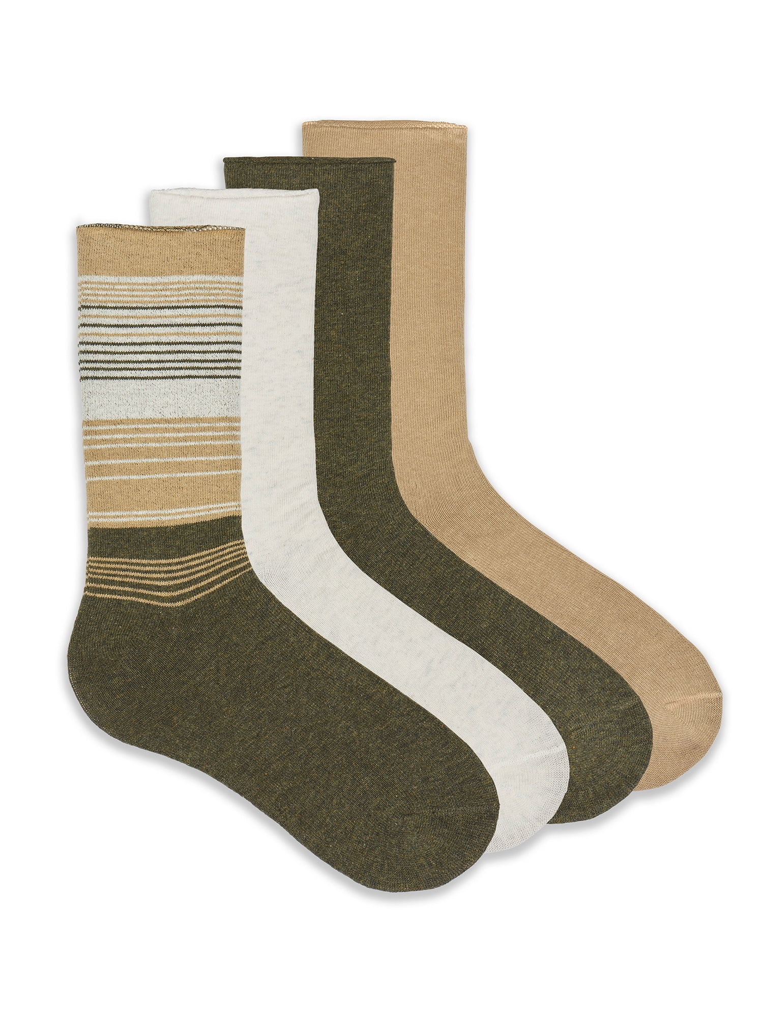 No Nonsense Women's Roll Top Crew Sock, 4 Pack - Walmart.com