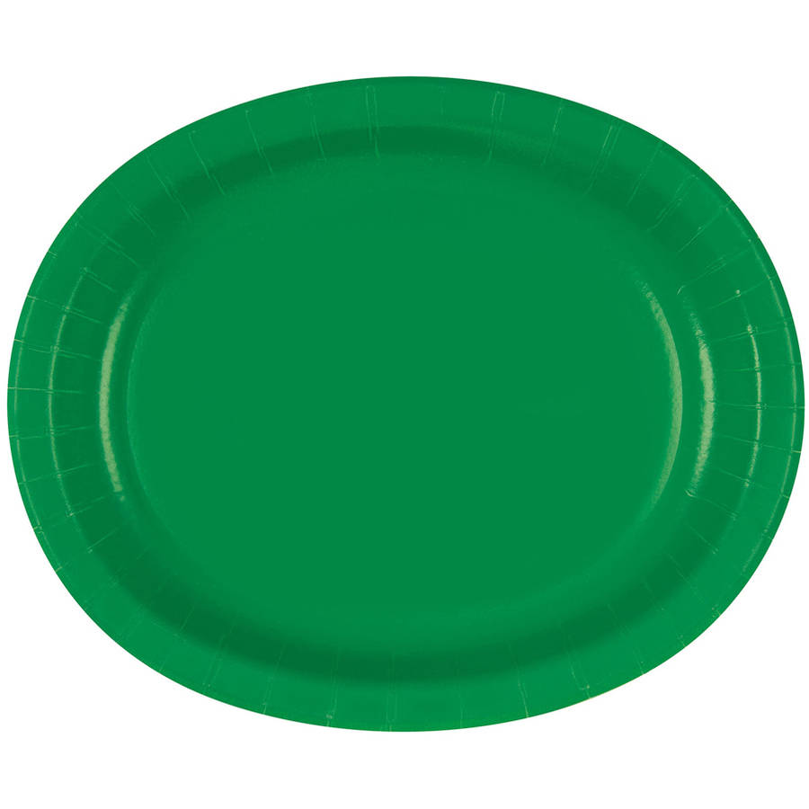 Oval Paper Plates, 12 in, Green, 8ct - Walmart.com