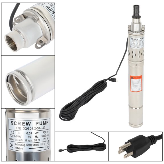 KFFKFF 2HP Deep Well Pump, Flow Rate 37GPM, Max Head Lift of 427ft ...