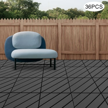 27 Pack Plastic Interlocking Deck Tiles, 11.8x11.8 Waterproof Flooring ...