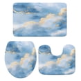 Abstract Marble Texture Bathroom Rugs Set Blue Golden Gradient Non Slip ...