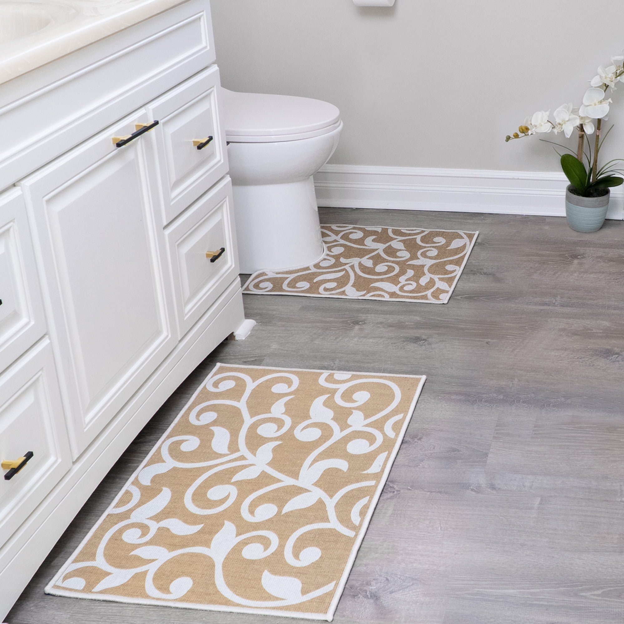 Sussexhome Toilet Mat Set 2 Piece Designer Print Bathroom Contour