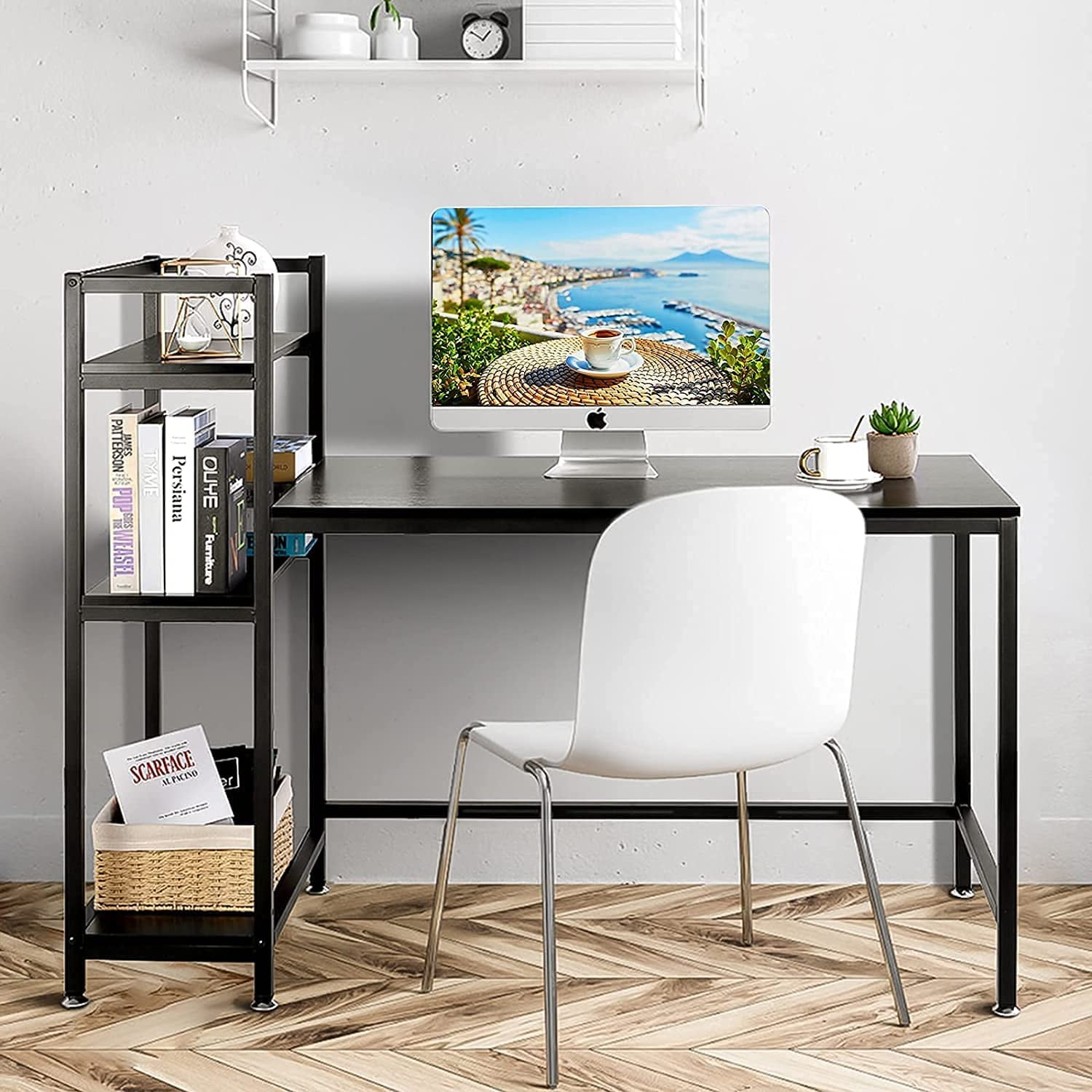 Computer Desk with 3 Tier Storage Shelf - 53.5 Inch Home Office Table ...