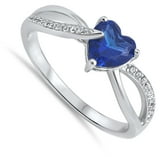 CHOOSE YOUR COLOR Blue Simulated Sapphire Heart Promise Ring 925 ...