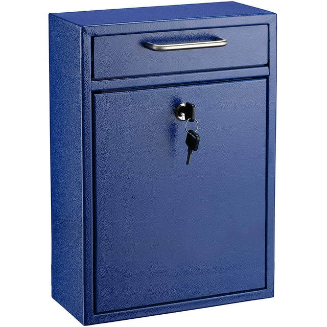 AdirOffice Steel Wall Mountable Large Mail/File Box W/Key Lock, Blue ...