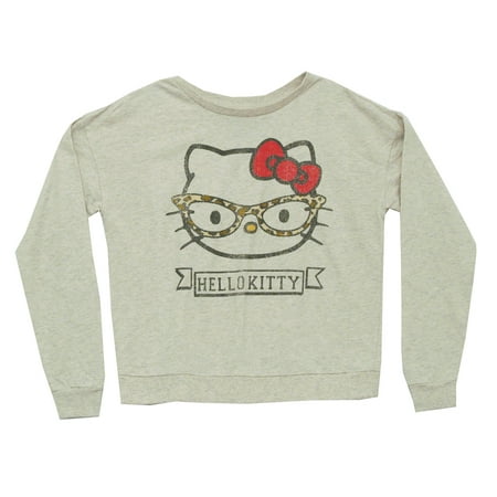 Mighty Fine - Hello Kitty Leopard Glasses Juniors Sweater Sweatshirt ...