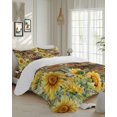 4 Piece Duvet Cover Set Twin, Farm Sunflower Bee Eucalyptus Soft ...