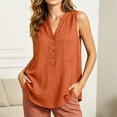 Ashirexll Tops for Women Trendy Summer Solid Color Button Linen Short ...