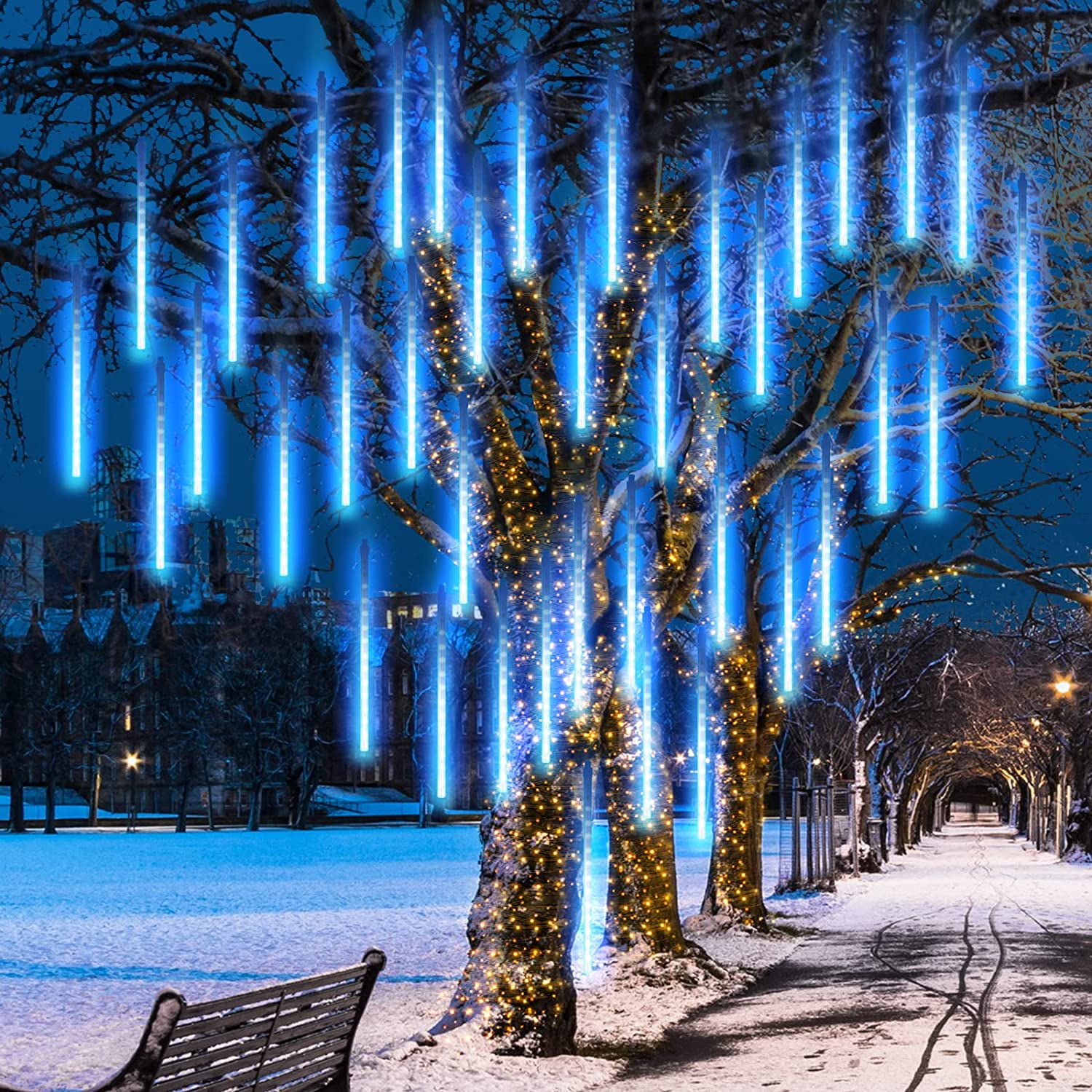 DONGPAI Meteor Shower Lights Outdoor, 30CM 50CM Icicle Raindrop Snow ...