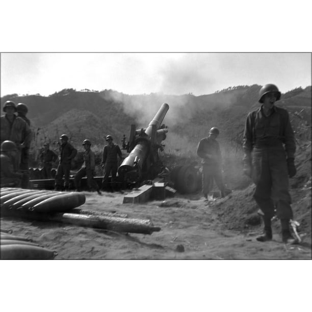 24"x36" Gallery Poster, M115 203 mm howitzer in Korea during korean war ...