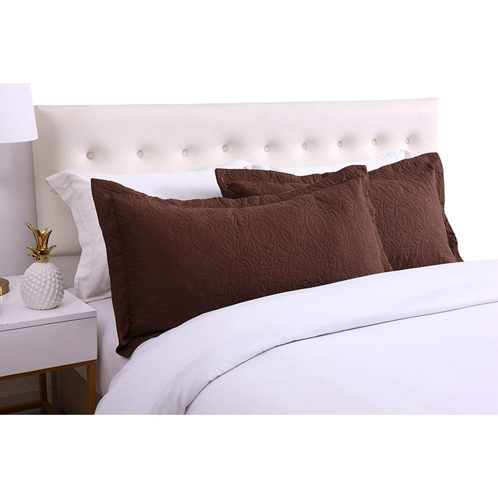 Marcielo 2 Piece Embroidered Pillow Shams King Decorative Microfiber Pillow Shams Set King