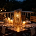 HBYJLZYG Natural Cane Wicker Solar Powered Floor Lamp, Hand-Woven, Dusk ...