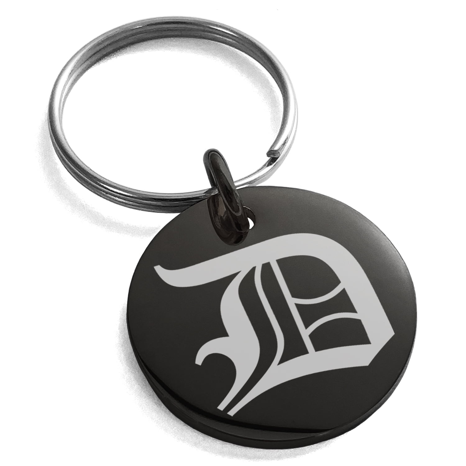 Stainless Steel Letter D Initial Old English Monogram Engraved Small ...