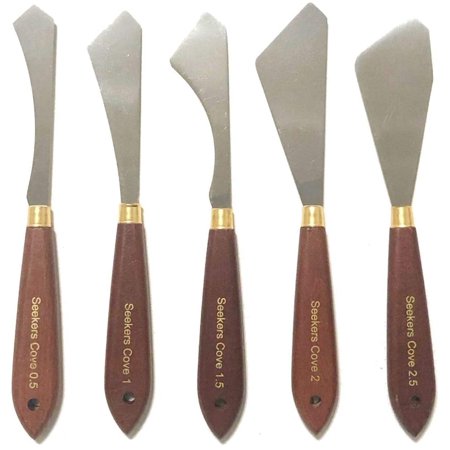 Painting Knife Set of 5 - Five Palette Knives - Wood Handle and Steel ...