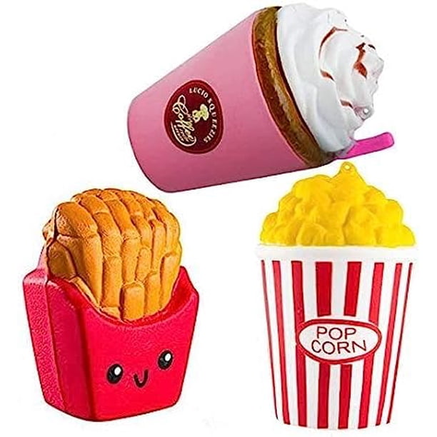 3 Squishy Toys Cute Kawaii Soft Squishy Simulation Fried Hamburger Ice ...