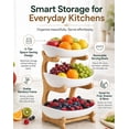 3 Tier Oval Plastic Fruit Basket – Bamboo Stand Space Saving Countertop ...