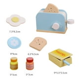Wooden Kitchen Toys Kids Toaster Toy Set with Bread & Butter, Wooden ...