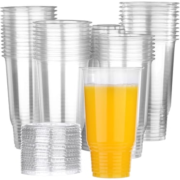32oz Plastic Cups,Clear Plastic Cups with Flat Lids,PET Disposable ...
