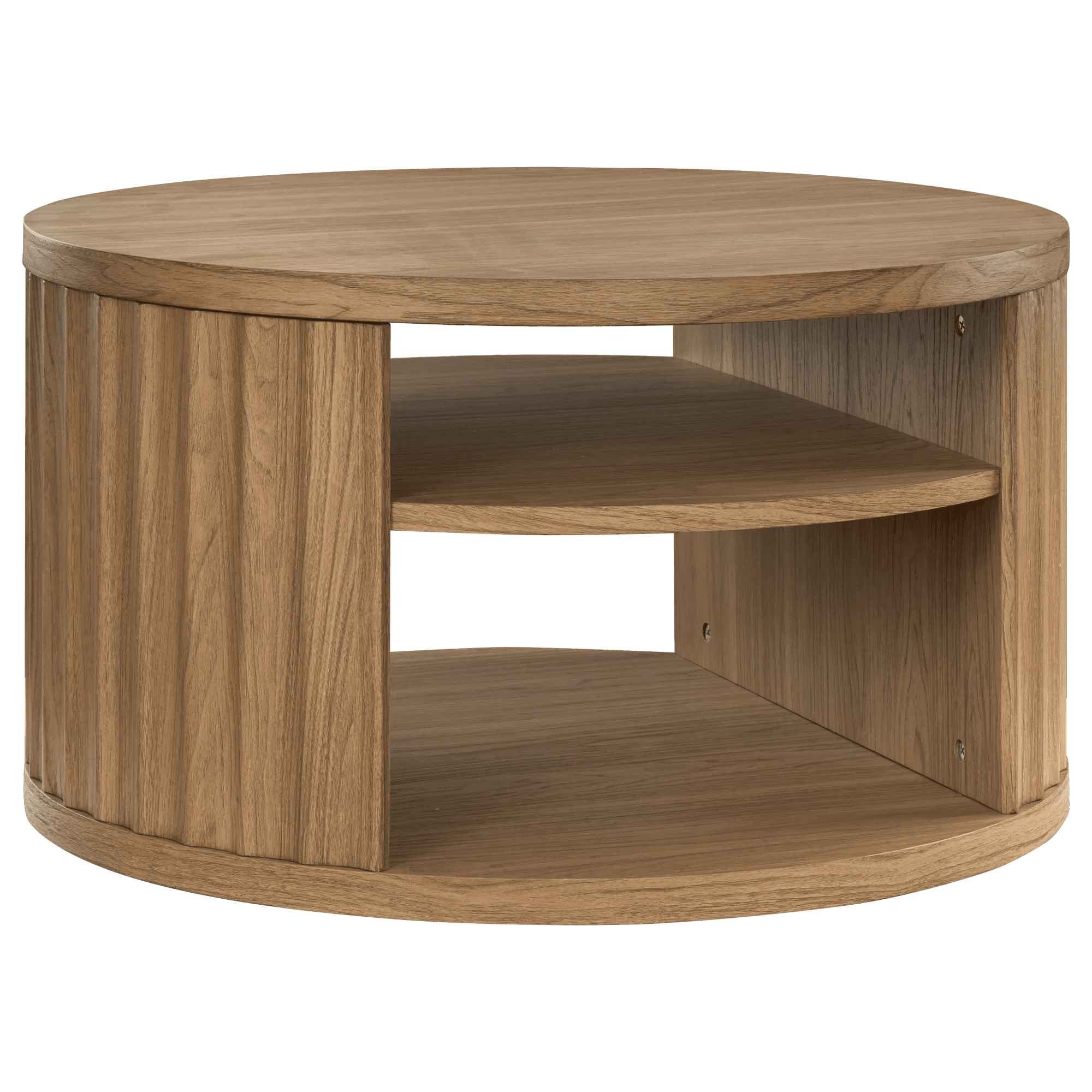 Click here for Bouclair Oak Round Ribbed Wood Coffee Table With S... prices