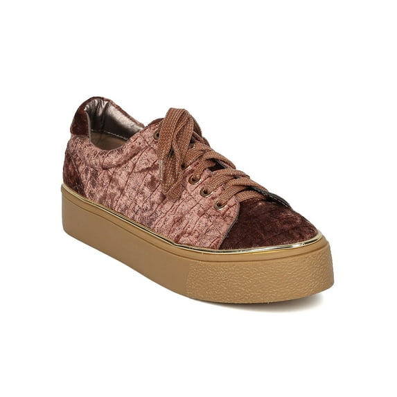 New Women Vigo Fiore Ogbo-2 Velvet Lace Up Low Top Creeper Sneaker ...