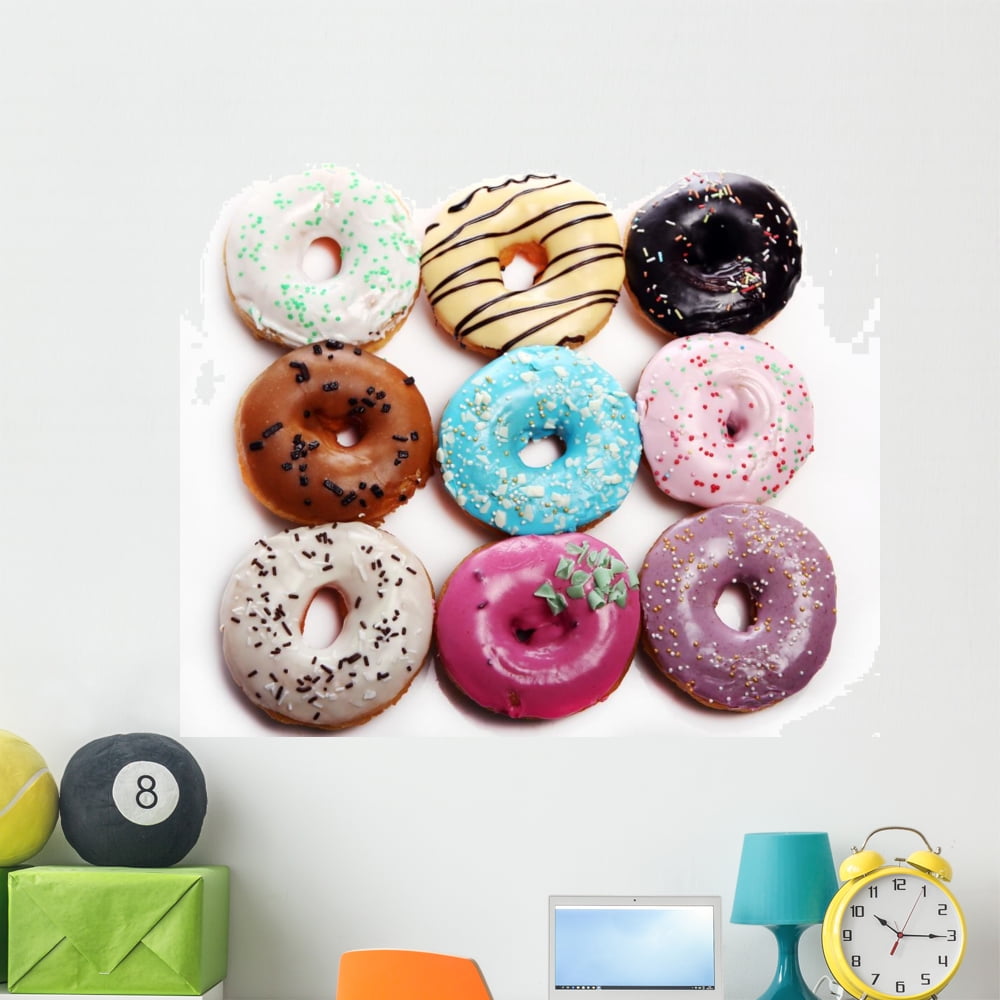 Colorful and Tasty Donuts Wall Mural by Wallmonkeys Peel and Stick ...