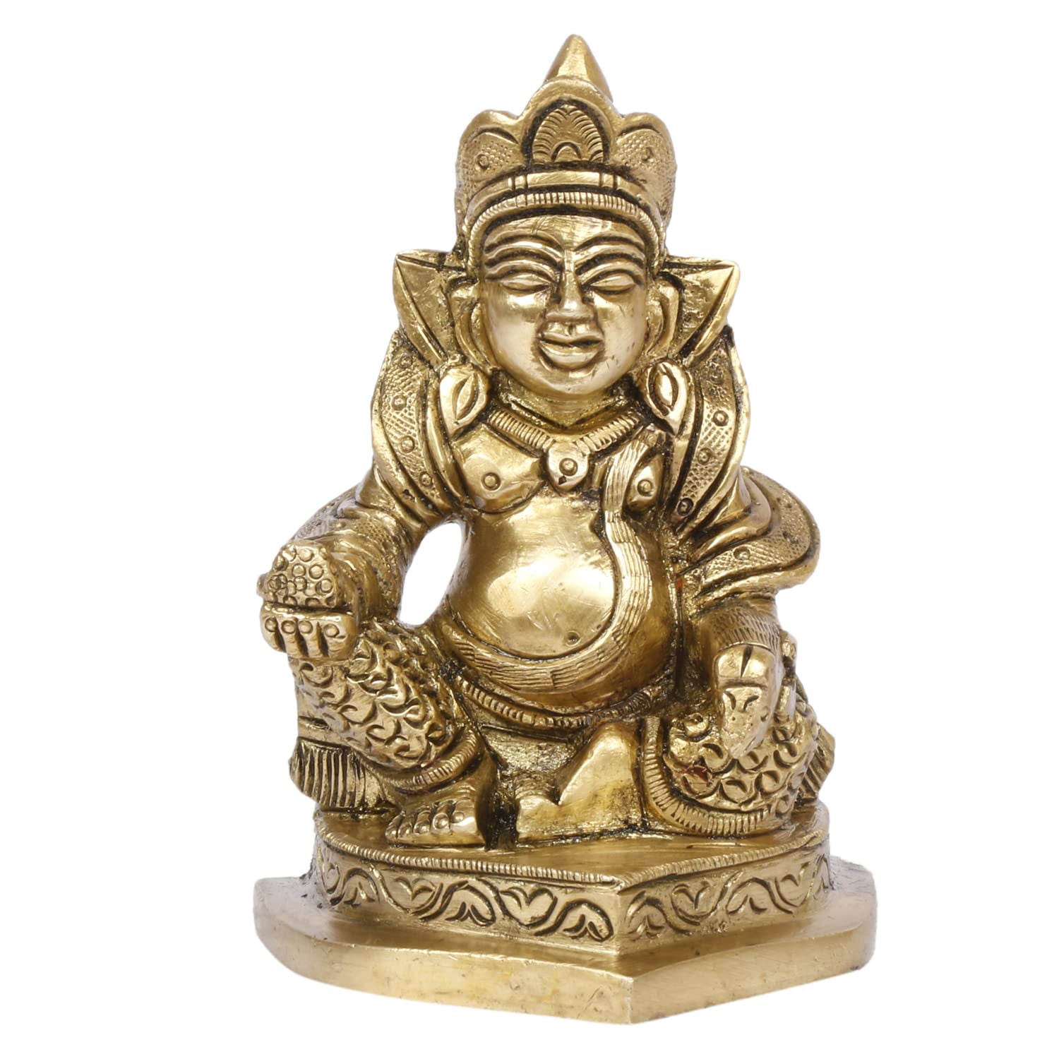 Brass World Brass Lord of Treasure Wealth Maharaj Kuber Murti Statue ...