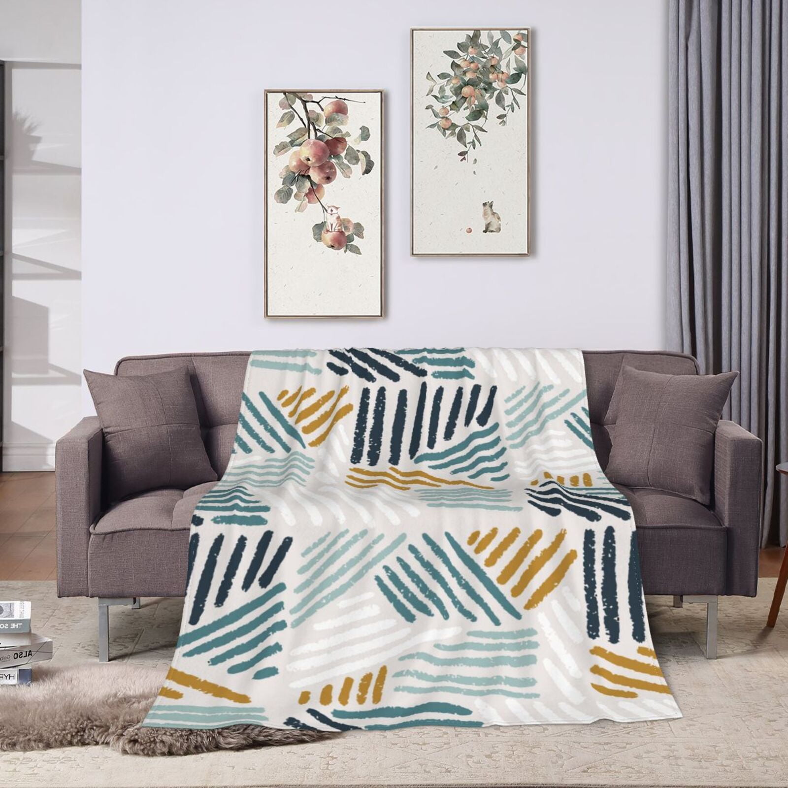 ZNDUO Retro Geometry Line Texture Pattern Throw Blanket, Lightweight ...