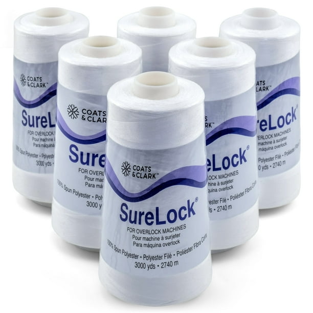 Coats & Clark™ Surelock Polyester Serging Thread, White, 3000 Yards 40 ...