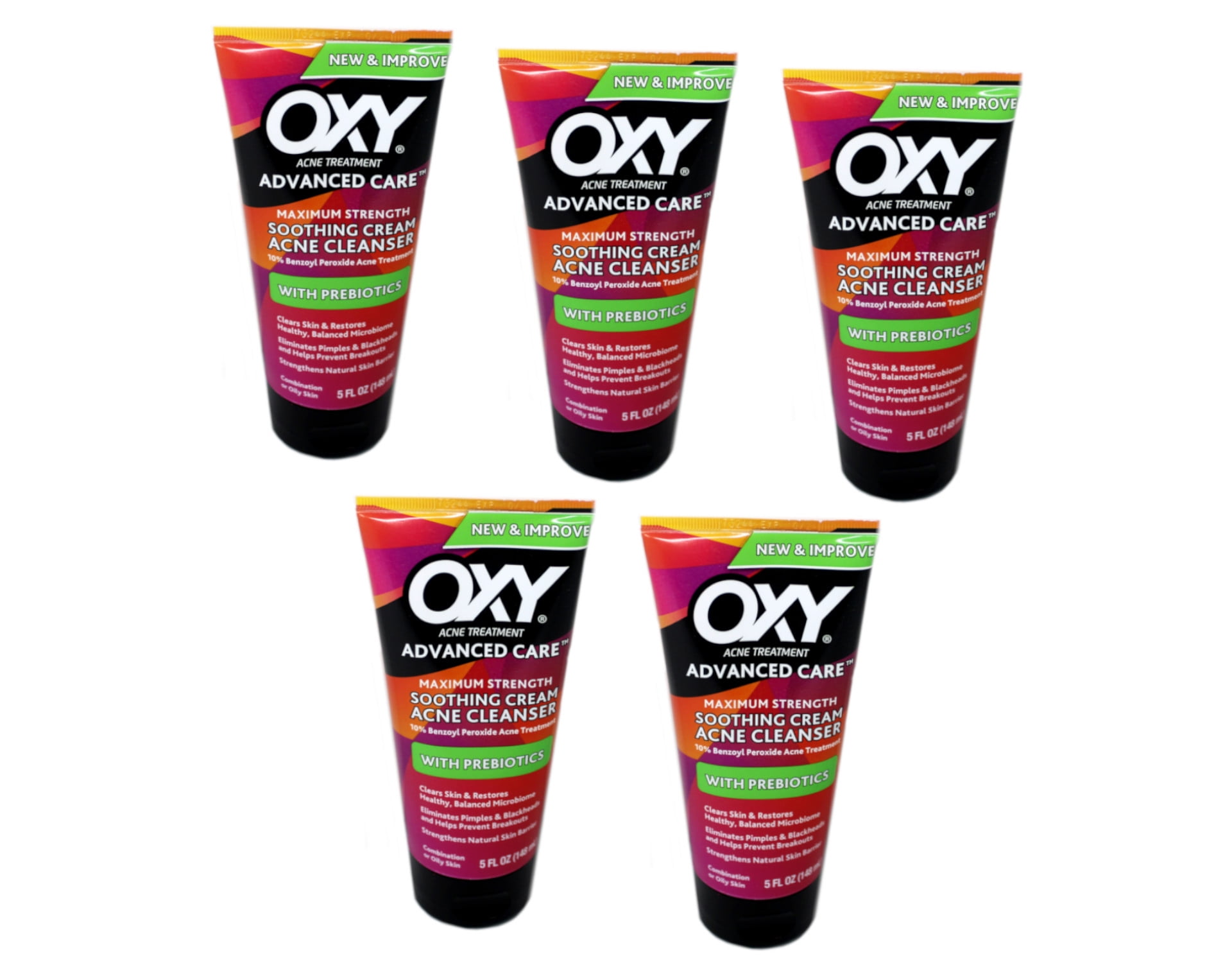 5 Pack - Oxy Acne Treatment Advanced Care Soothing Cream Acne Cleanser ...