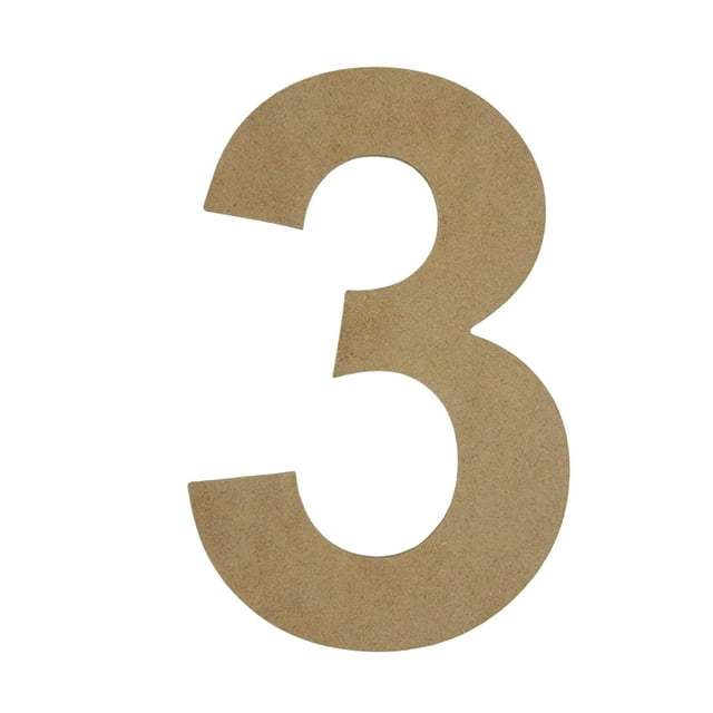 Wooden Number Unfinished, Arial Font, Craft Cutout - Walmart.com